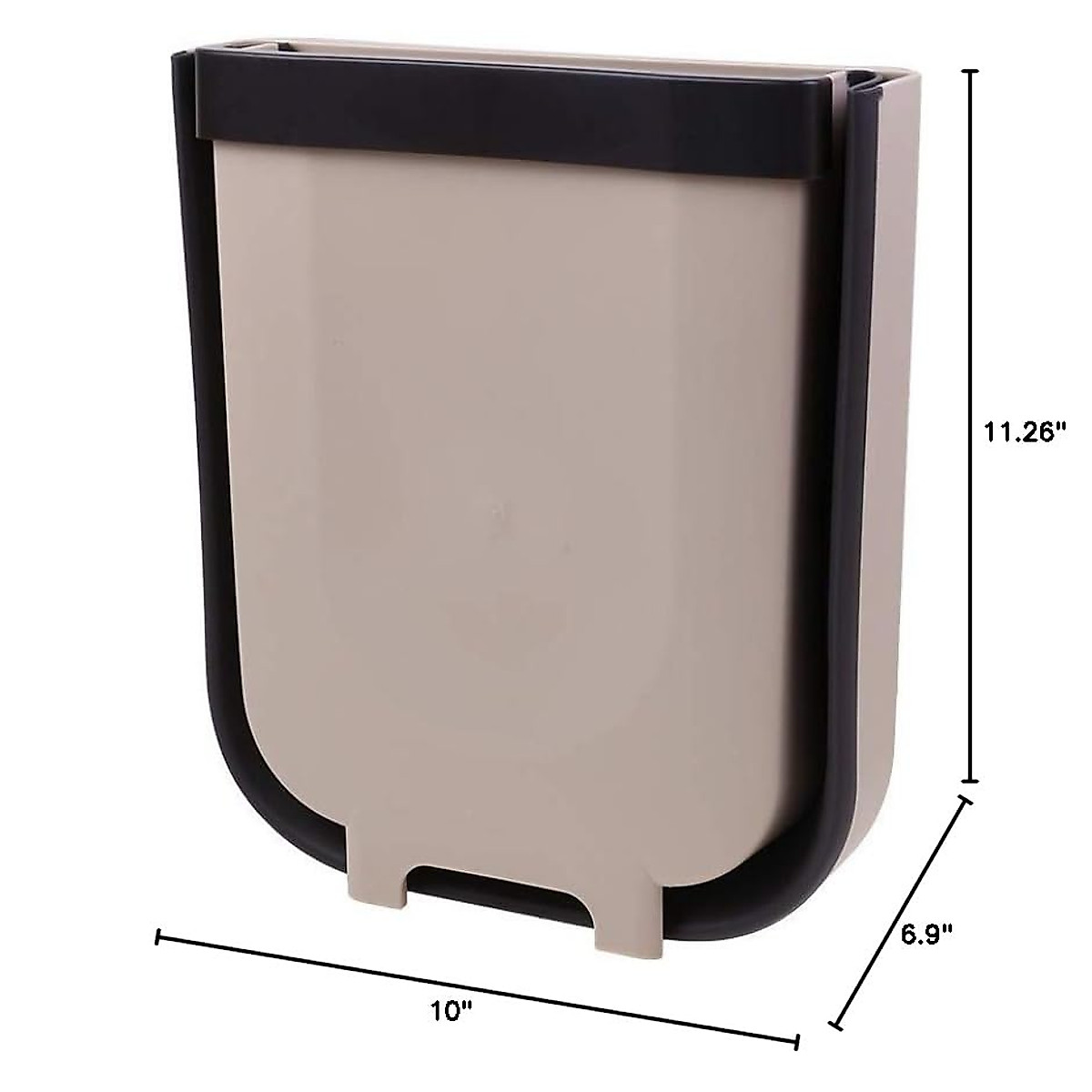 Hanging Folding Trash Can Bin for Kitchen Cabinet Door, Collapsible Trash Bin Wastebasket Garbage Can Attached to Cabinet Door Kitchen Drawer Bedroom Dorm Room Car Waste Bin - 8L (Coffee)