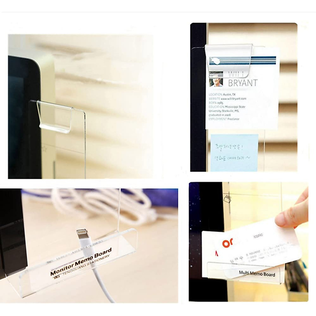 Computer Monitor Message Board memo Message Board Screen Side Panel with Mobile Phone Bracket 2 Pieces (Left and Right)