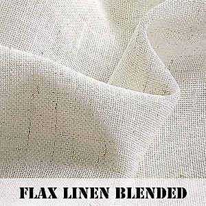 H.VERSAILTEX 2 Pack Ultra Luxurious Solid High Woven Linen Elegant Curtains 7 Tab Top Breathable and Airy Drapes for Bedroom/Livingroom - 52 by 96 Inch, Set 2 Panels, Natural