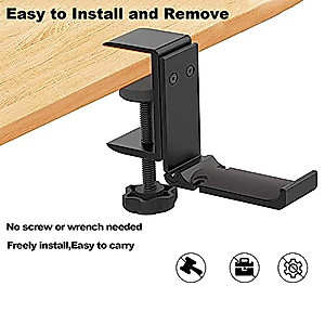tempsnug Aluminum Headphone Stand Hanger Foldable with Cable Organizer Headset Holder, Non-Slip Desk Hook Space Save Universal Headphone Mount