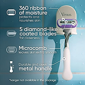 Gillette Venus Deluxe Smooth Platinum Razors for Women, 1 Venus Razor, 2 Razor Blade Refills, Metal Handle with Anti-Slip Grip