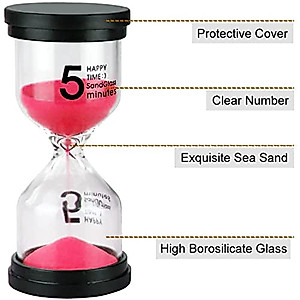 TBZ Colorful Hourglass Sand Timers for Classroom 1min/3mins/5mins/10mins/15mins/30mins Specially Designed for Brushing Teeth Playing Studying and Many More