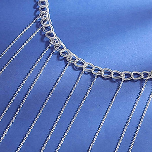 Bounzhi Harness Body Chain Bra Crossover Sexy Body Jewelry Bikini Chains Necklace for Women(Silver)