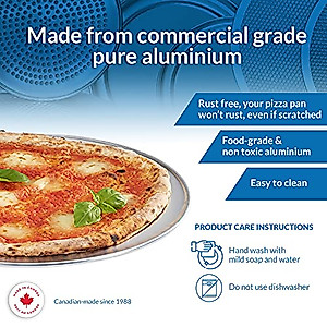 Norjac Wide-Rim Pizza Pan, 14 Inch, 2 Pack, Restaurant-Grade, 100% Solid Aluminum, Baking Pan, Oven-Safe, Rust-Free.