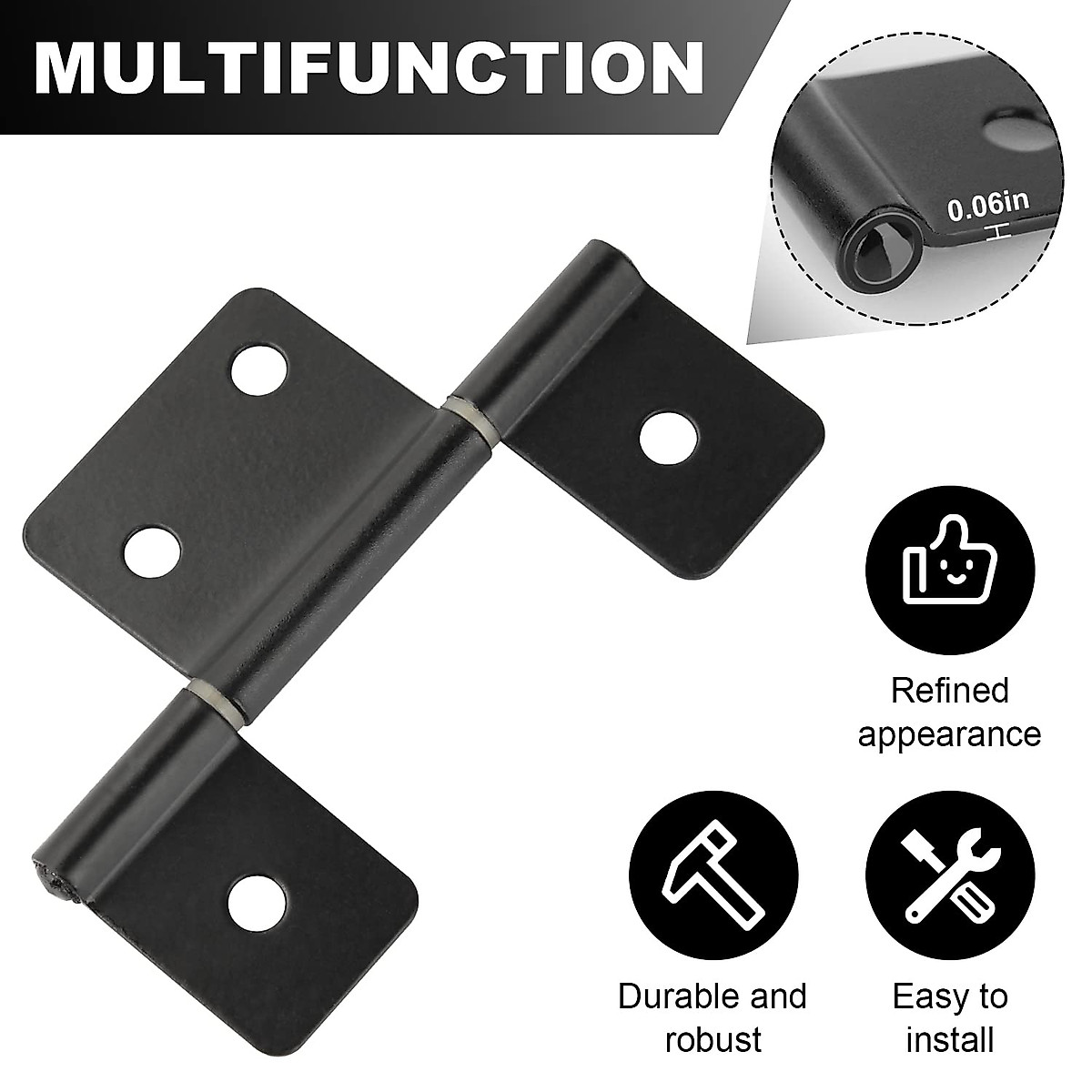 Three Leaf Non-Mortised Hinge for Mobile Home & RV Interior 8 Packa Black Door Hinges with Screws