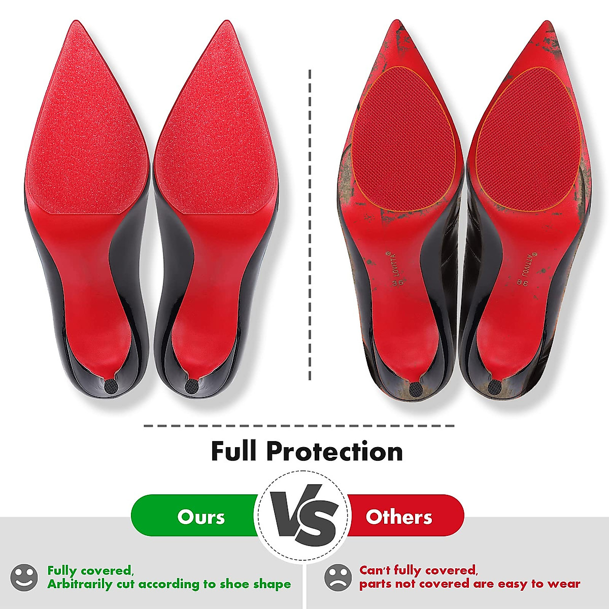 16 Pack Sole Protector for High Heel Shoes Red Bottom Sole Sticker Crystal Clear Sole Guard Protectors Anti Slip 16 Sheets for 8 Pairs of Shoes Wear Resistant