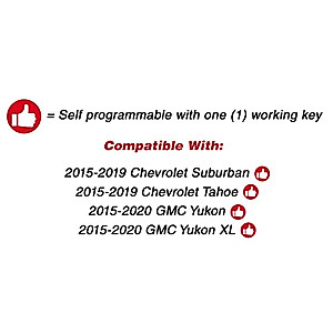 KeylessOption Keyless Entry Remote Start Smart Car Prox Key Fob W/ Key for 15-19 Chevy Tahoe Suburban, 15-20 GMC Yukon XL HYQ1AA