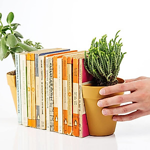 Suck UK - Bookends | Plant Pot Book Ends | 2 Decorative Book Ends for Shelves | Holder & Indoor Plant Office Accessories | Flower Pot Set for Plants | Aesthetic Home Decor & Gifts Her