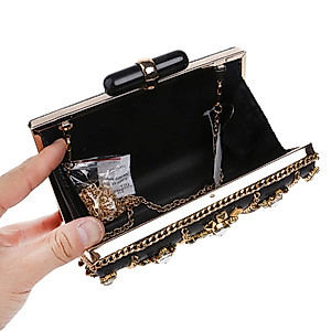 momo mo Women Shoulder Evening Bag Clutches Purse Chain Key Dress Handbag Lipstick Bridal Black
