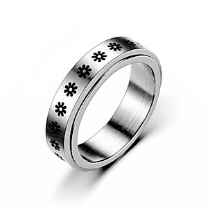 COLORFUL BLING 4 Piece Stainless Steel Spinner Band Ring Set Hypoallergenic Relieving Stress Moon Star Heart Sand Blast Finish Wedding Ring-Size 12