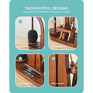 Baffect Yarn Holder Magnetic, Yarn Ball Holder Wooden, Yarn Spindle With Double Spindles, Spinning Yarn Holder For Crochet Lovers
