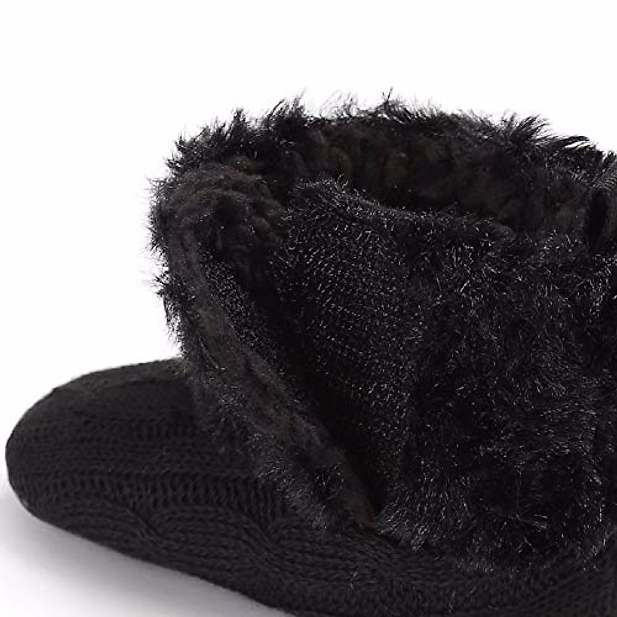Jonbaem Baby Boys Girls Fleece Fur Knit Winter Warm Snow Boots Soft Sole Crib Shoes Booties for Newborn Infant Toddler(12-18 Months,Black)