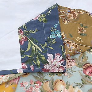 Cozy Line Home Fashions Ryleigh Country Garden Fall Flowers Paisley Plaid Patchwork Window Curtains with Tie Backs Set, 84" x 52", 2 Panels