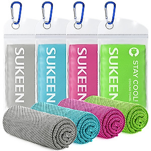 Sukeen [4 Pack Cooling Towel (40"x12"),Ice Towel,Soft Breathable Chilly Towel,Microfiber Towel for Yoga,Sport,Running,Gym,Workout,Camping,Fitness,Workout & More Activities