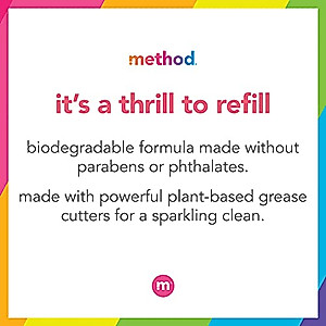 Method Gel Dish Soap, Refill, Clementine, Recylable Bottle, Biodegradable formula, 54 Fl Oz (Pack of 1)