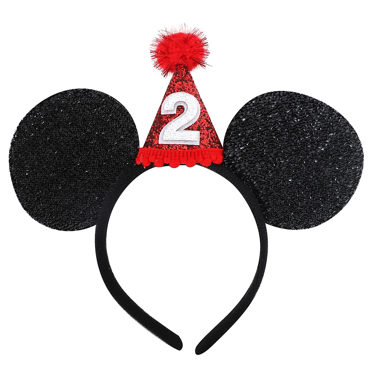 VAVAYAO Mouse Ears Birthday Party Decorations - 2nd Birthday Headband With Mini Hat and Photo Props
