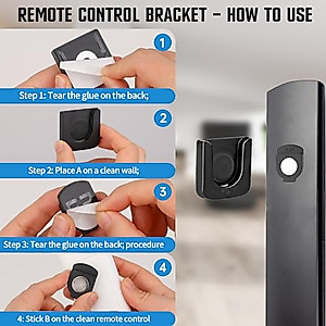 KALIONE 6 Pack Magnetic TV Remote Control Holder for Fan, Air Conditioner Remotes Holder with Self-Adhesive Back (Black)