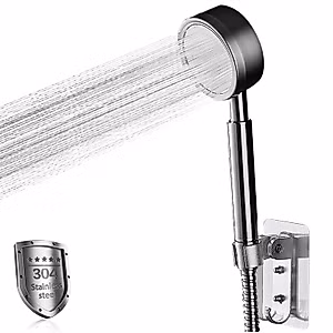 High-pressure shower head with handheld, 304 stainless steel shower head with 78" long hose and extra wall bracket，all metal small hand held detachable bathroom shower heads (silver white)