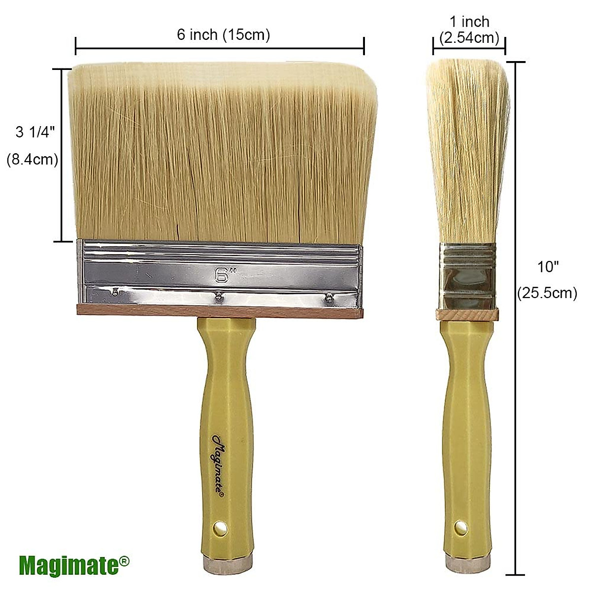 6 Inch Extra-Wide Paint Brush Large Block Stain Brushes Heavy-Duty Household Bristle Paint Brush for Walls, Dusting, Masonry, Wood Deck and Fence Stain Applicator by Magimate