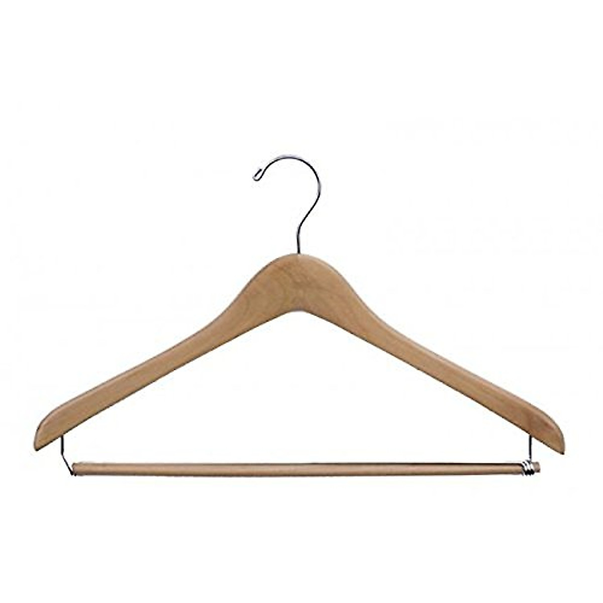 NAHANCO 7117CH Concave Wood Suit Hanger, Natural Finish and Chrome Hardware, 17" (Pack of 100)