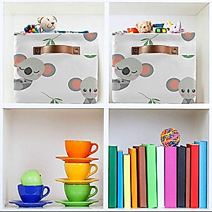 Nander Funny Sleeping Koala Bear Cube Folding Laundry Basket for Kids Toy Storage Basket Cosmetic Toys Cloth Storage Bins Organizer Office Stationery