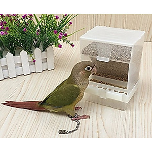 Hypeety Automatic Bird Feeder No Mess Pet Feeder Seed Food Container Perch Cage Accessories for Budgerigar Canary Cockatiel Finch Parakeet