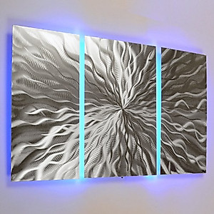 DV8 Studio Cosmic Energy, LEDSP 3 Panel Color Changing LED Modern Abstract Metal Wall Art Sculpture Painting Decor RGB