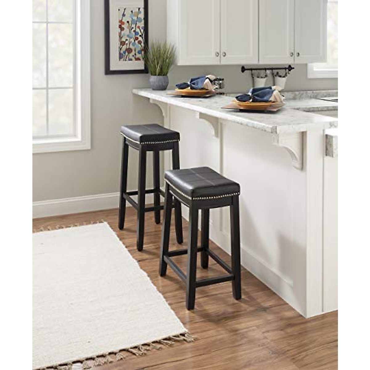 Linon Claridge Counter Stool, Black, 26" x 18" x 12.75"