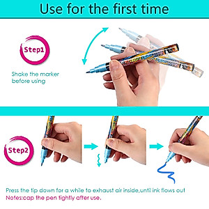 18 Colors Metallic Marker Pens, 0.7 mm Extra Fine Point Paint Pen, Metallic Painting Pens, Metallic Permanent Markers for Cards Writing Signature Lettering