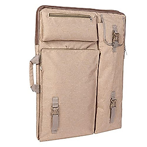 Art Portfolio Carrying Bags for Supplies Artwork Poster Board Project Drawing Case Large Art Portfolio Display Screen Carrying and Traveling(Khaki)