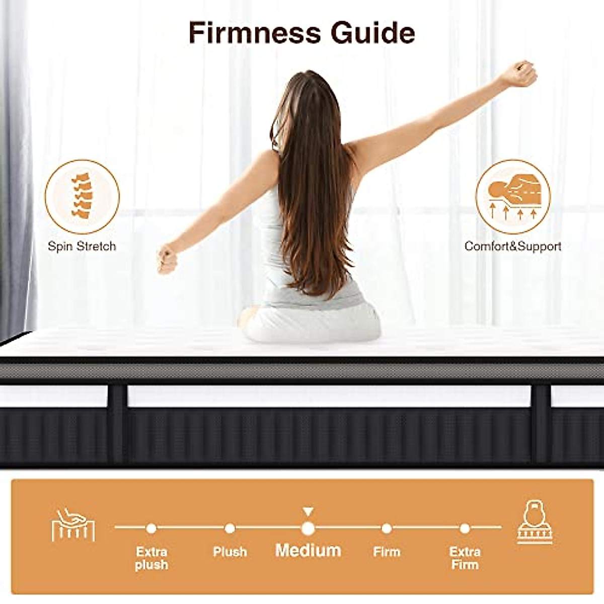 Famistar 13'' King Size Memory Foam Mattress Hybrid Innerspring Mattress in a Box, Silent Independent Pocket Spring System, Super Elasticity for Pressure Relief & Sleep Supportive