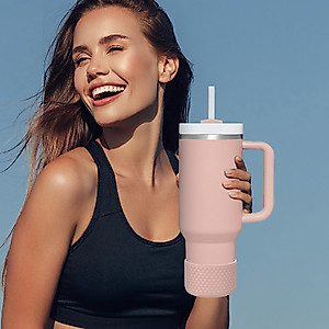 WUQID Heart Shaped Texture Silicone Boot Compatible with Stanle Quencher H2.0 IceFlow Flip 20oz 30oz 40oz,Hydroo Flask 12-24oz (Pink Dusk, ‎Fits Hydro 12-24oz / Stanle 20-40oz Tumbler)