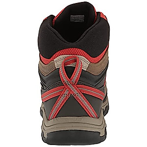 KEEN Men's Ridge Flex Mid Height Waterproof Hiking Boots, Dark Olive/Ketchup, 10.5