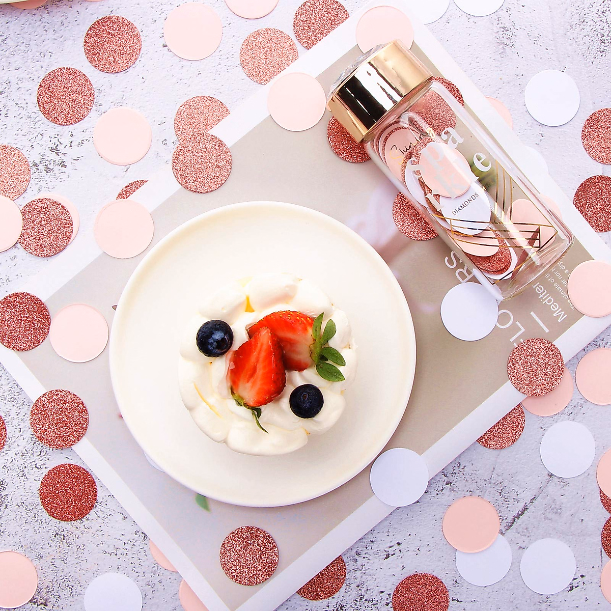 Rose-gold Pink-white Party Decorations Confetti - 300pcs Mothers Day Wedding Baby Bridal Shower Girl Birthday Party Glitter Paper decor Table Decoration Bachelorette Engagement Decor Lasting Surprise