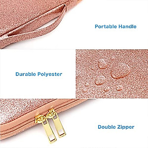 MOSISO Laptop Sleeve Compatible with MacBook Air/Pro, 13-13.3 inch Notebook, Compatible with MacBook Pro 14 2023-2021 A2779 M2 A2442 M1, Waterproof PU Leather Vertical Bag with Pocket&Belt, Rose Gold