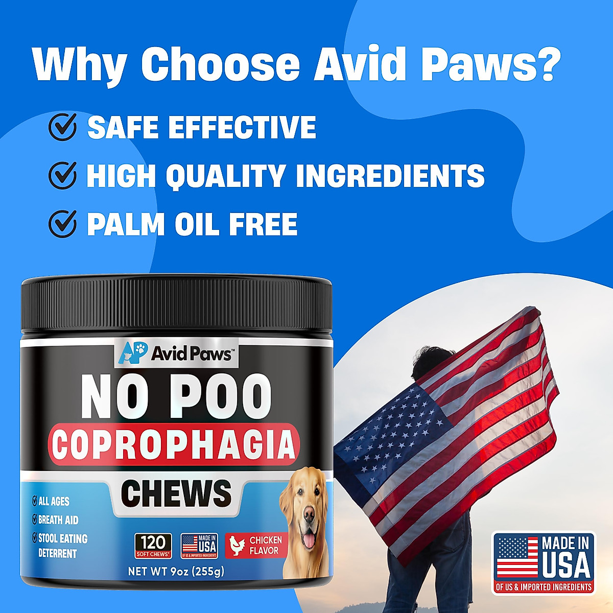 No Poo Chews for Dogs - Coprophagia Deterrent for Dogs - Stop Eating Poop for Dogs - Dog Poop Eating Deterrent - Forbid Stool Eating Deterrent for Dogs with Probiotics & Enzymes for Digestive Health