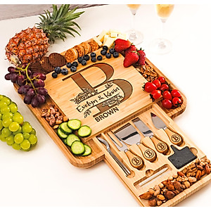 Personalized Charcuterie Board Gifts Set, Custom Large Cheese Board, Charcuterie Board for Wedding, Anniversary, Birthday, Housewarming, Engagement, Party, New Home Gift Couple, Fathers Day, Christmas