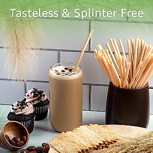 Ibambo 250 Pack Disposable Bamboo Powder Straws - 7.88" Compostable Single Wrapped Drinking Straws | Durable Disposable Straws for Hot & Cold Drinks | Biodegradable Straws for Commercial or Home Use