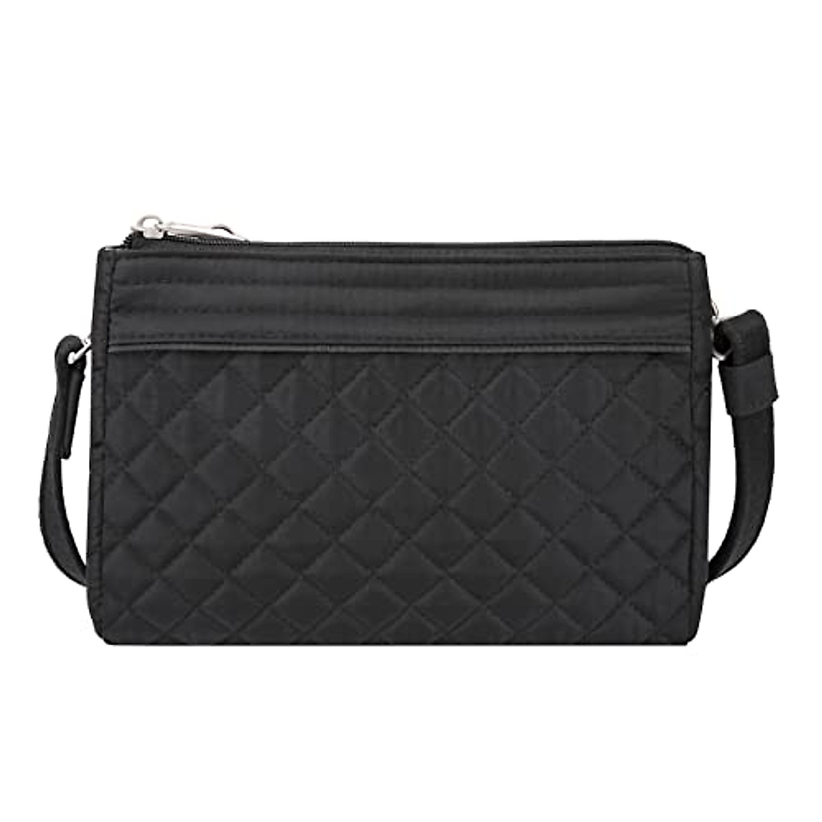 Travelon Anti-Theft Boho Clutch Crossbody, Black Quilted, 8.75" x 7" x 2"