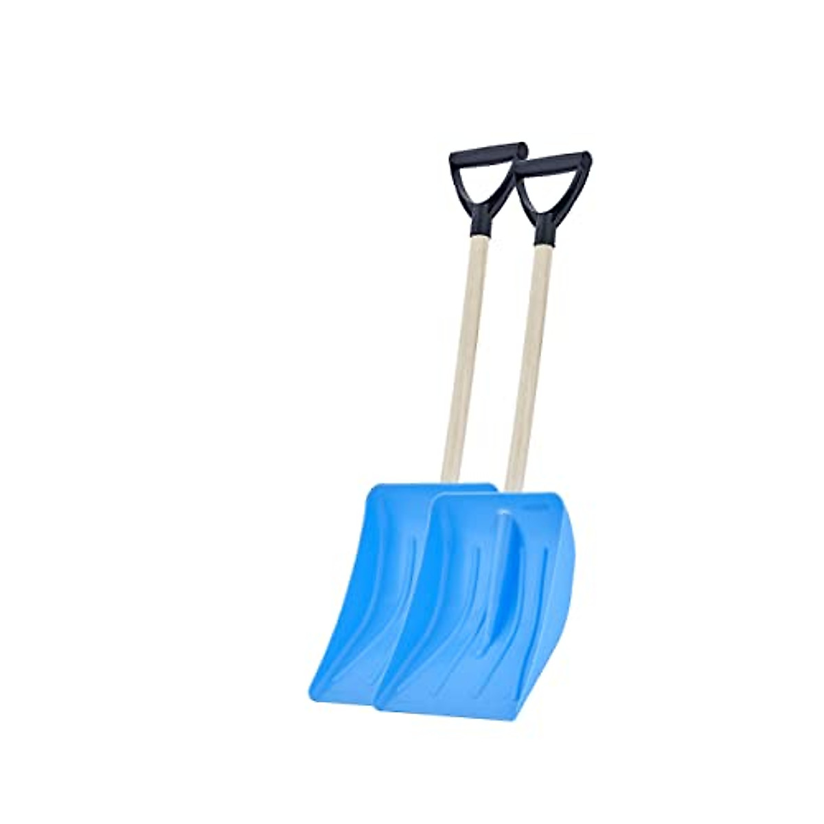 Superio Small Snow Shovel for Car Portable Snow Shovel for Driveway Snow Removal Compact Scooper Shovel Snow Pusher for Stairs 9" Heavy Duty Plastic Blade with Wood Handle 34" (2, Blue)