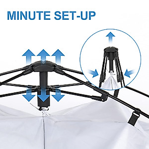 Outvita Oversize 2 Rooms Shower Tent, 7.5 FT Outdoor Pop up Changing Room, Instant Extra Wide Privacy Shelter for Camping Dressing Toilet Bathroom with Carry Bag, Blue & White