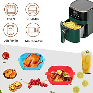 Air Fryer Silicone Liners-Silicone Air Fryer Liners,Air Fryer Liners Rectangular Silicone Air Fryer Basket Accessories Airfryer Liners Rectangle Air Fryer Liner Pot Basket Reusable Baking Tray 2pcs