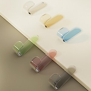 Adhesive Wall Hooks 12pcs Utility J Hook Heavy Duty Wall Hangers for Towel Keys Bags Transparent Colorful Acrylic Hook for Backpack Hat Scarf Drill & Nail Free Storage Hooks for Kitchen Bathroom Porch