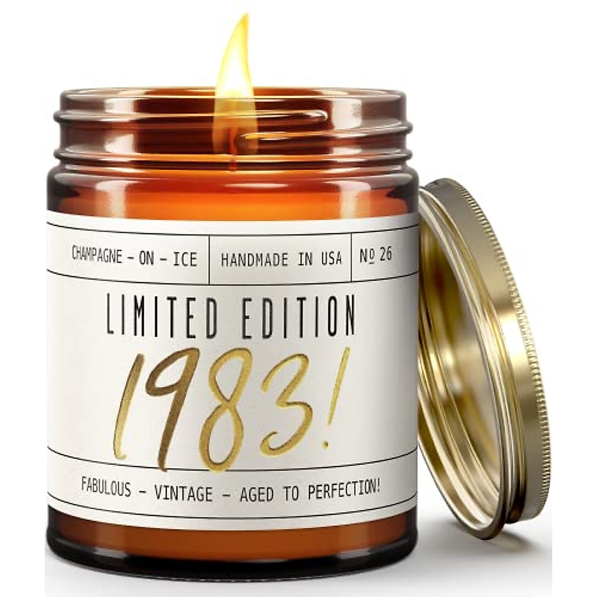 40th Birthday Gifts for Women Unique - 'Limited Edition 1983' Soy, w/Champagne on Ice I 40 Birthday Gifts for Women I 40 Year Old Birthday Gifts for Women I 9oz Reusable Jar, 50Hr Burn, Made in USA