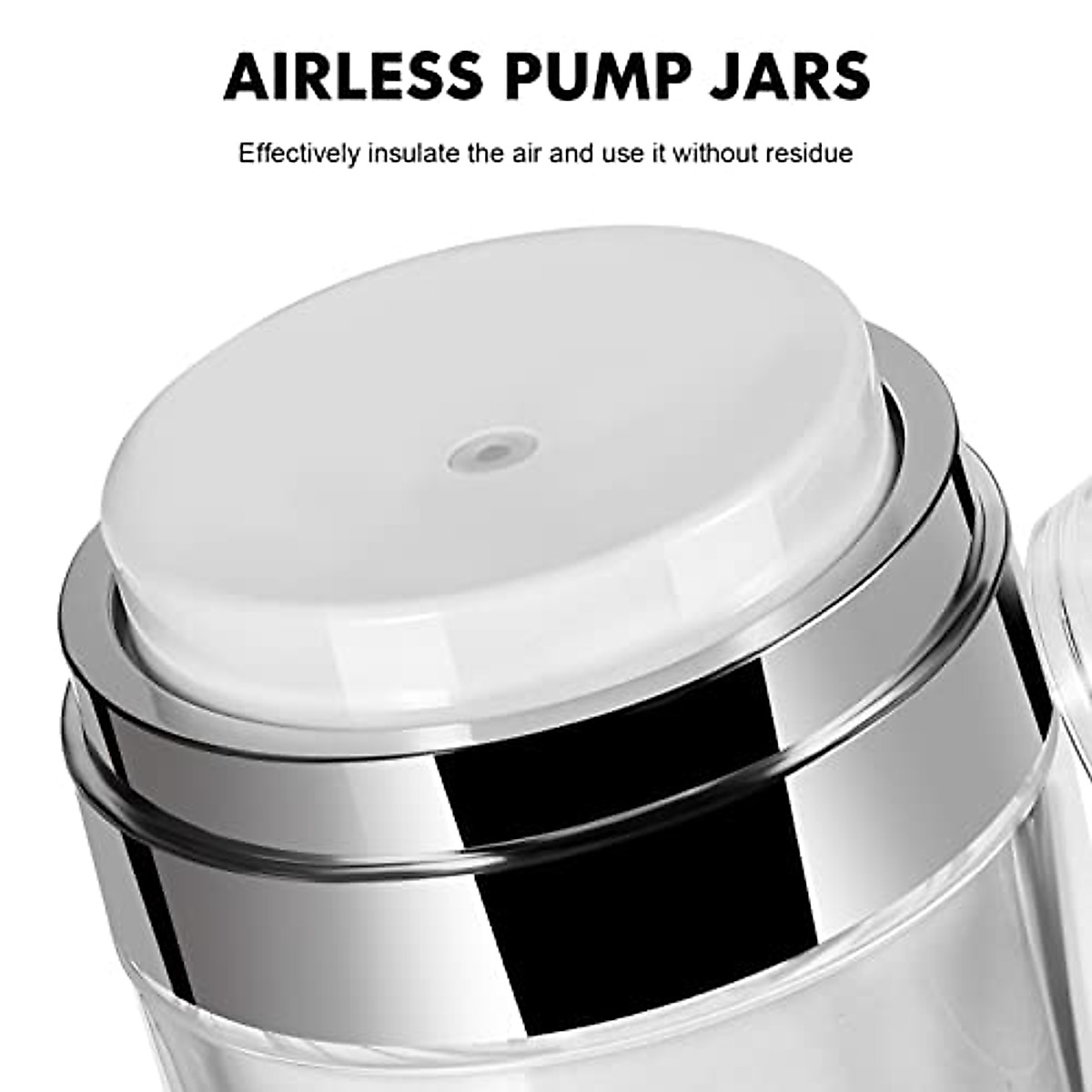 Lurrose Vacuum Container 4 Pcs Airless Pump Jars Empty Acrylic Makeup Cosmetic Jar Containers Refillable Travel Lotion Jar for Moisturizer Skincare Cream Hydrating Face Primer