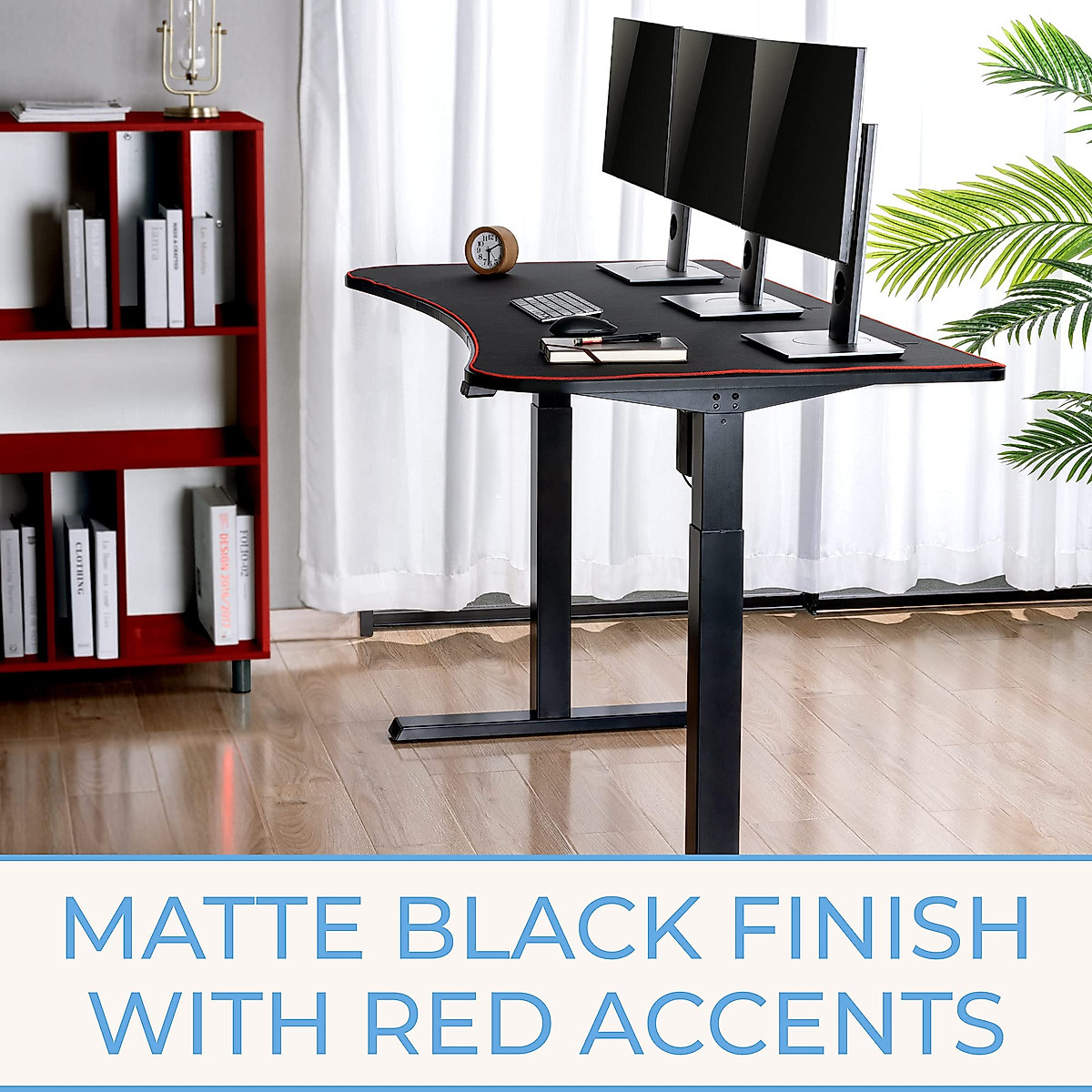 Stand Steady Tranzendesk Power | 63in Electric Gaming Desk | Extra Large Height Adjustable Electric Standing Desk | Ergonomic Computer Desk with 3 Monitor Mount Grommet Holes & Full Size Mouse Pad