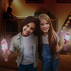 ArtCreativity Unicorn Wand - 9.5 Inch Light Up Spinning Wand with LEDs - Fun Pretend Play Prop for Kids - Unicorn Light Up Spinner Wand - Best Birthday Gift for Girls and Boys - Batteries Included