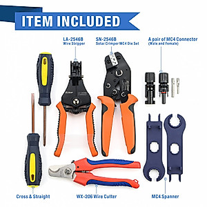 IWISS iCrimp Solar PV Cable Crimping Tool Kit for 2.5/4/6mm² with Stripper,Cutter, Solar Spanner and Solar Connectors