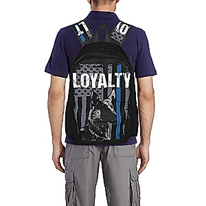 Police K9 Unit Dog Loyalty Thin Blue Line Flag Backpack Lightweight School College Bookbag Casual Travel Daypack
