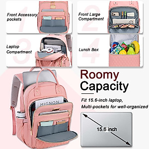 Weitars Lunch Backpack for Women,15.6 Inch Laptop Backpack Travel Backpack for Women,Work Backpack,Teacher Nurse Backpack Insulated Lunchbox Backpack